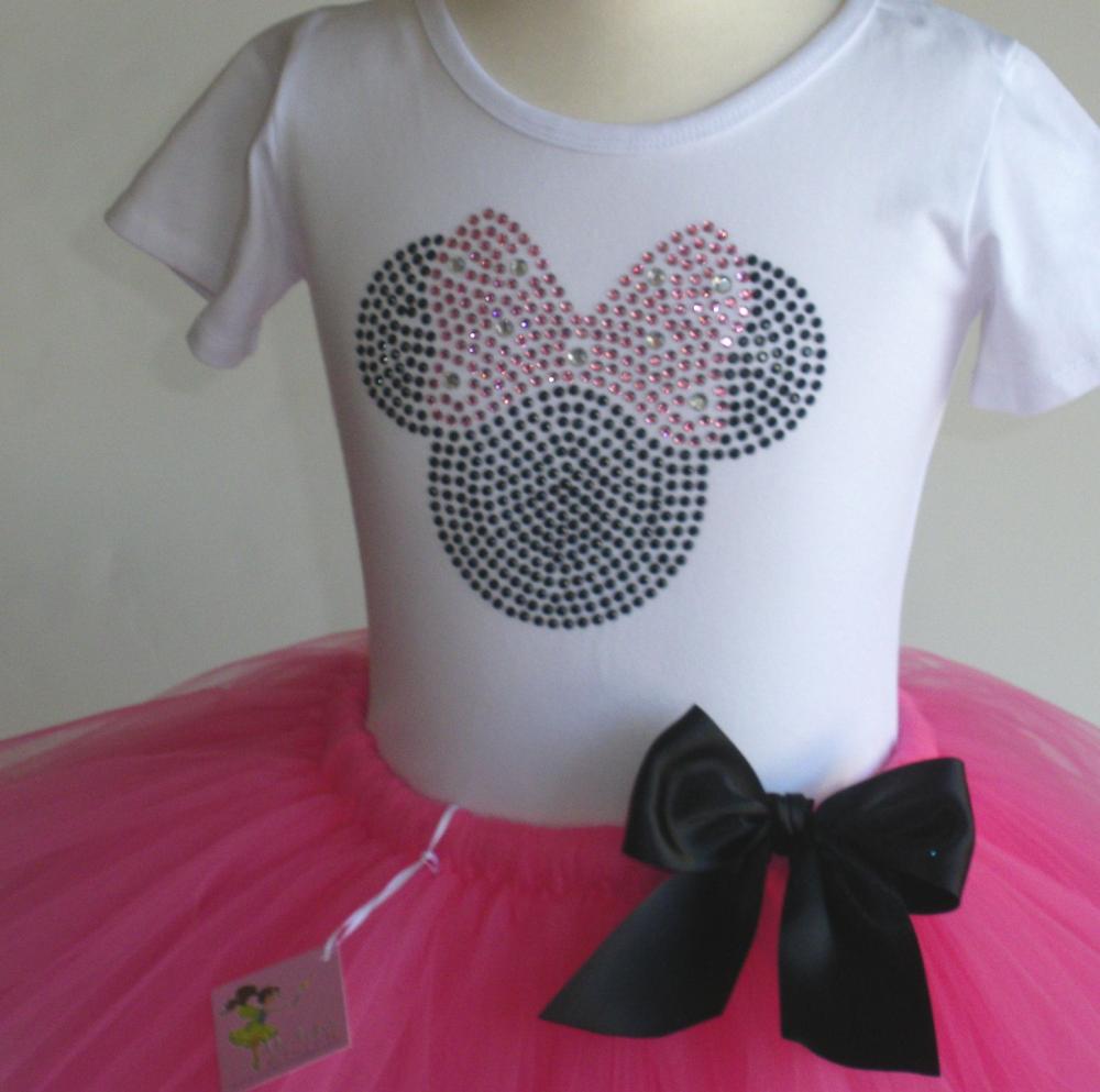 6.5" Pink Minnie Mouse Rhinestone Iron On Transfer on Luulla