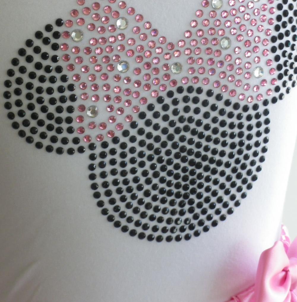 8.5" Pink Minnie Mouse Iron On Rhinestone Transfer For Disney Costume ...